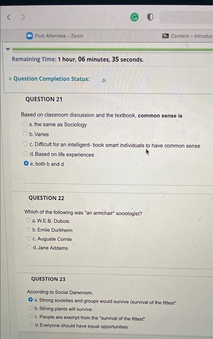 Solved Post Attendee - Zoom Content - Introduc Remaining | Chegg.com