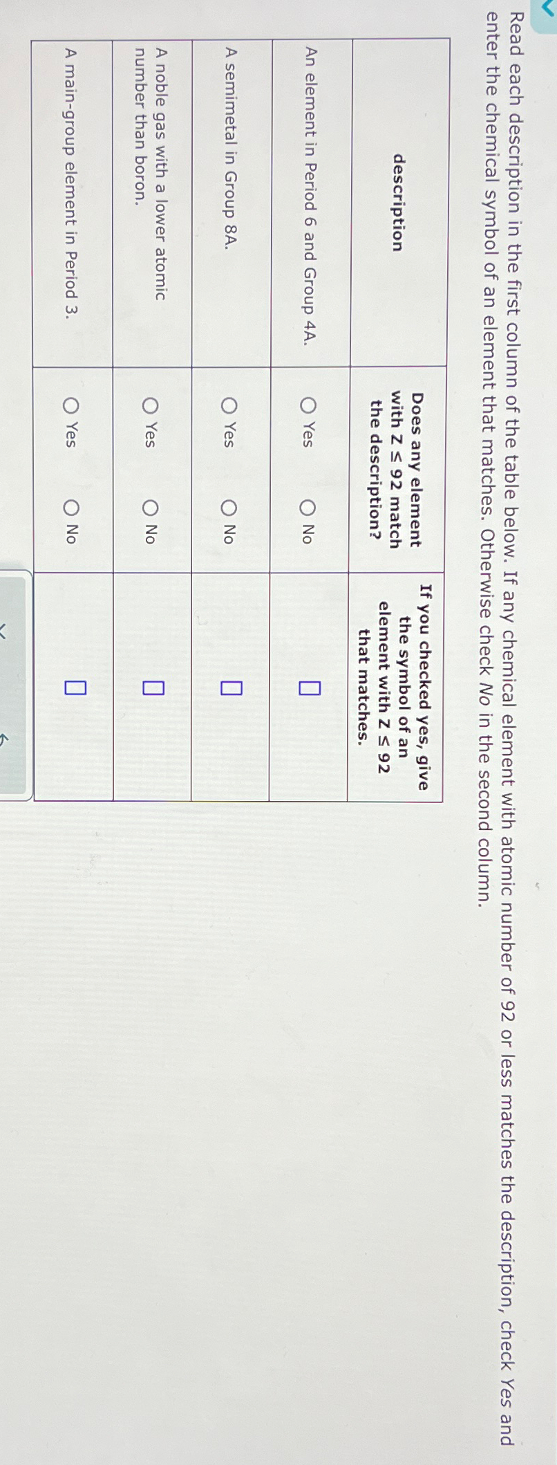 Solved Read each description in the first column of the | Chegg.com