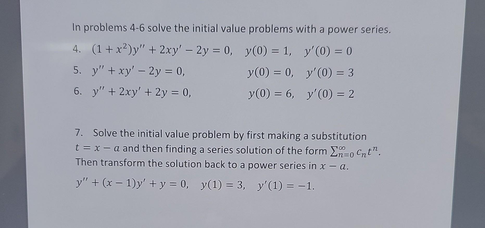 Solved In problems 4-6 solve the initial value problems with | Chegg.com