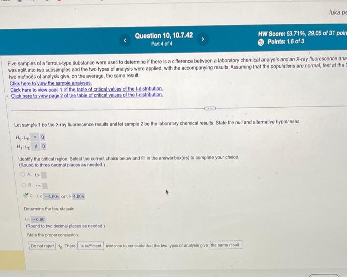 Solved Five samples of a ferrous-type substance were used to | Chegg.com