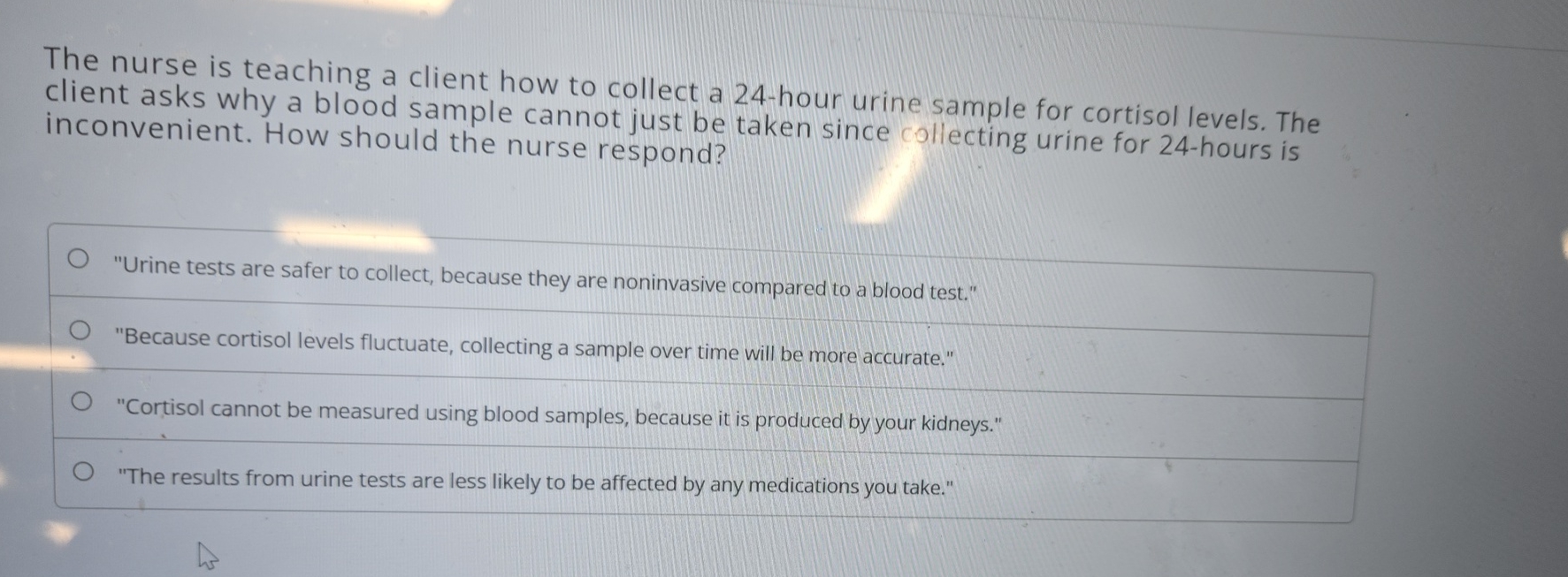 Solved The nurse is teaching a client how to collect a | Chegg.com