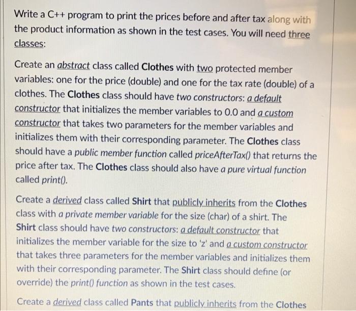 Solved Write a C++ program to print the prices before and | Chegg.com