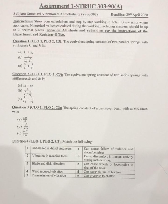 Solved Assignment 1-STRUC 303-90(A) Subject: Structural | Chegg.com