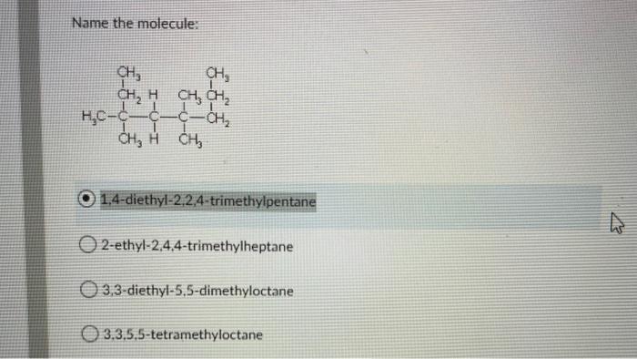 Solved Name the molecule: 3-propylhexane 3-ethylheptane | Chegg.com