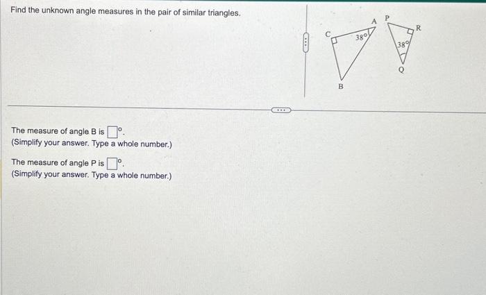 Solved Find the unknown angle measures in the pair of | Chegg.com