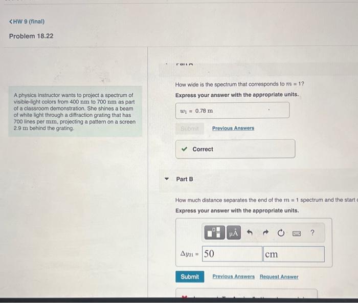 Solved A physics instructor wants to project a spectrum of | Chegg.com