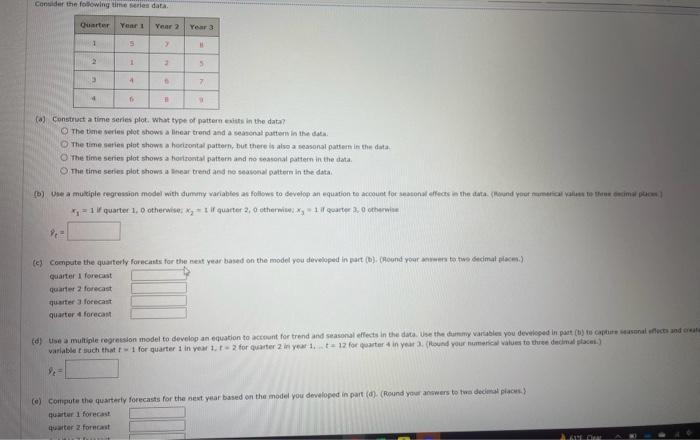 Solved Constater the folsowing tithe series data. (a) | Chegg.com