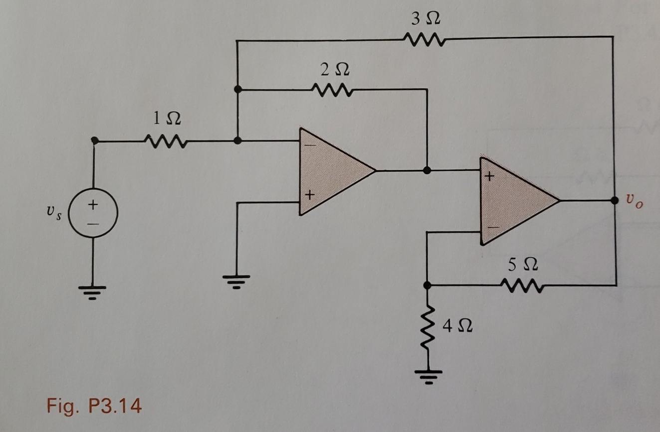 Solved 3.14 ﻿For the op-amp circuit given in Fig.P3.14, | Chegg.com