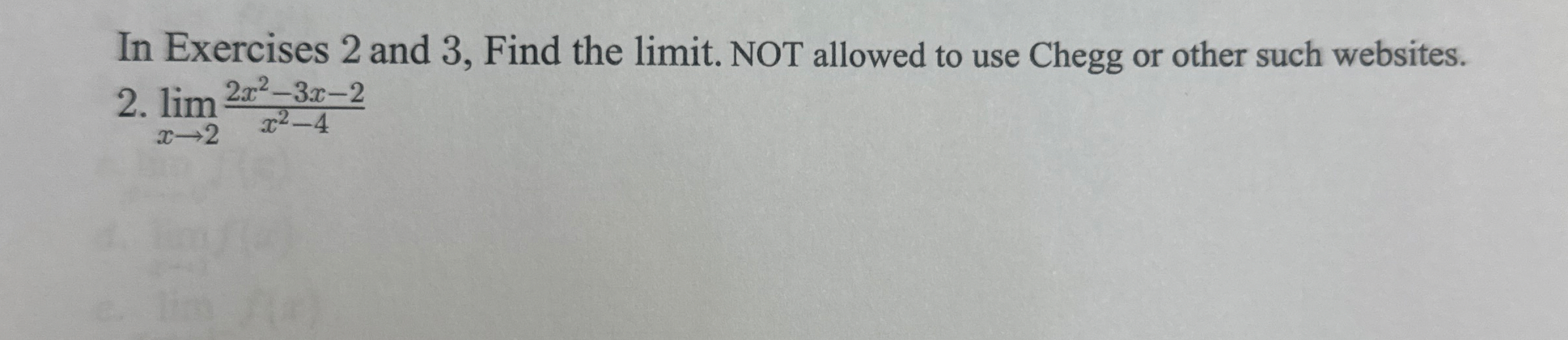 Solved In Exercises 2 ﻿and 3, ﻿Find the limit. ﻿NOT allowed | Chegg.com