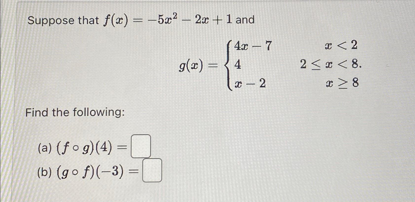 Solved Suppose that f(x)=-5x2-2x+1 | Chegg.com