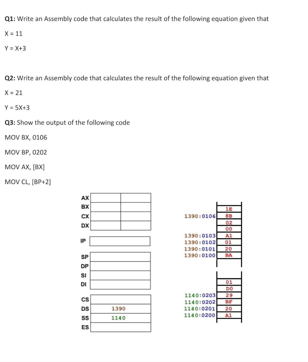 Solved Q1: Write an Assembly code that calculates the result | Chegg.com