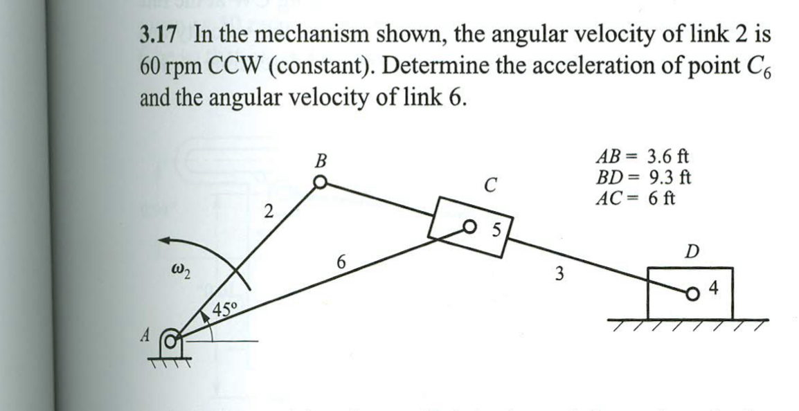 Solved 3.17 ﻿In the mechanism shown, the angular velocity of | Chegg.com
