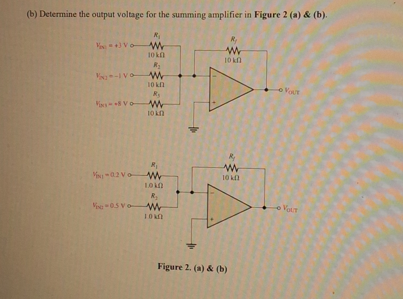 (b) ﻿Determine the output voltage for the summing | Chegg.com