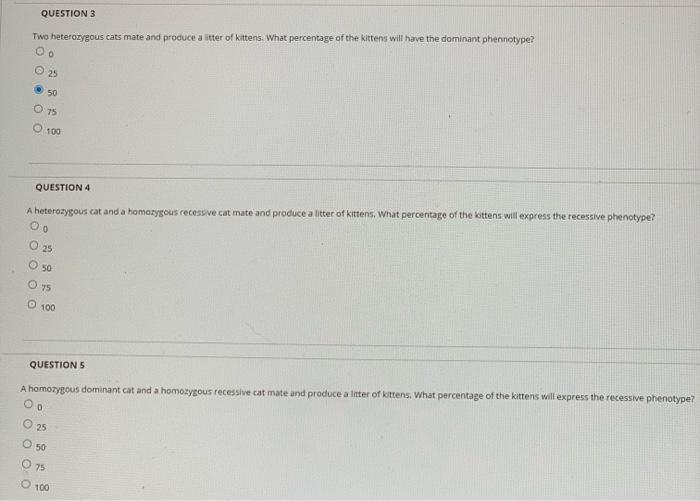 Solved QUESTION 3 Two heterozygous cats mate and produce a | Chegg.com