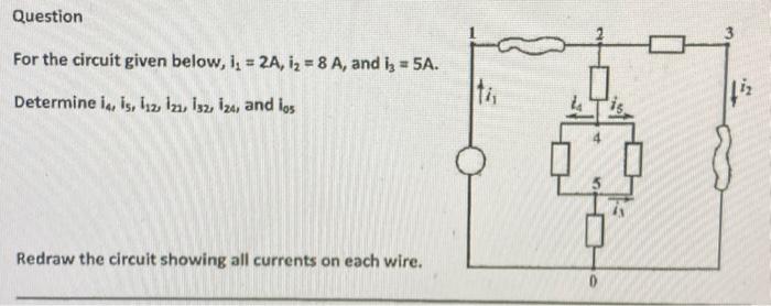 Solved For the circuit given below, i1=2A,i2=8A, and i3=5A. | Chegg.com