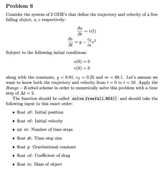 Solved Consider the system of 2 ODE's that define the | Chegg.com