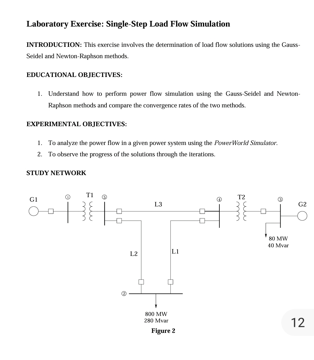 Solved Laboratory Exercise Single Step Load Flow Simulat 2375