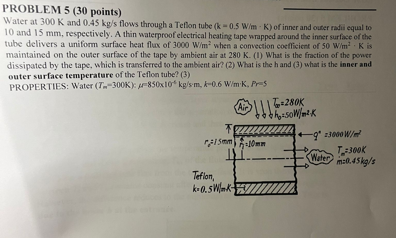 Solved PROBLEM 5 ( 30 ﻿points)Water at 300K ﻿and 0.45kgs | Chegg.com