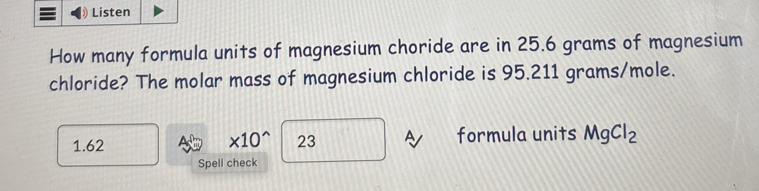 Solved How many formula units of magnesium choride are in | Chegg.com