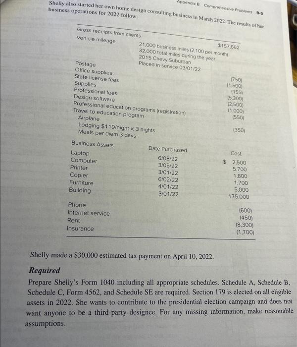 Solved VE PROBLEM 4 With Emphasis on Schedule C Shelly | Chegg.com