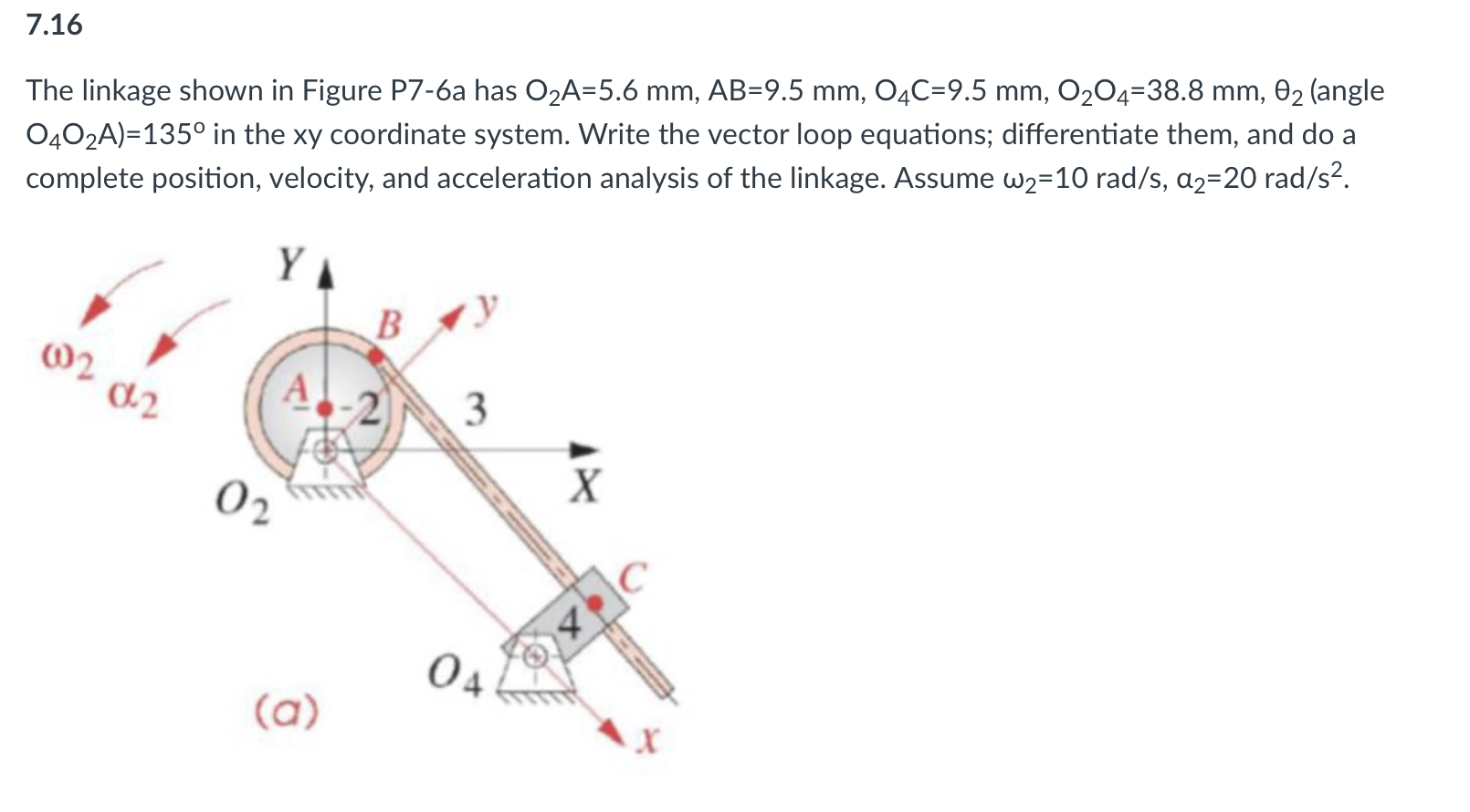 Solved 7.16The linkage shown in ﻿Figure P7-6a has | Chegg.com