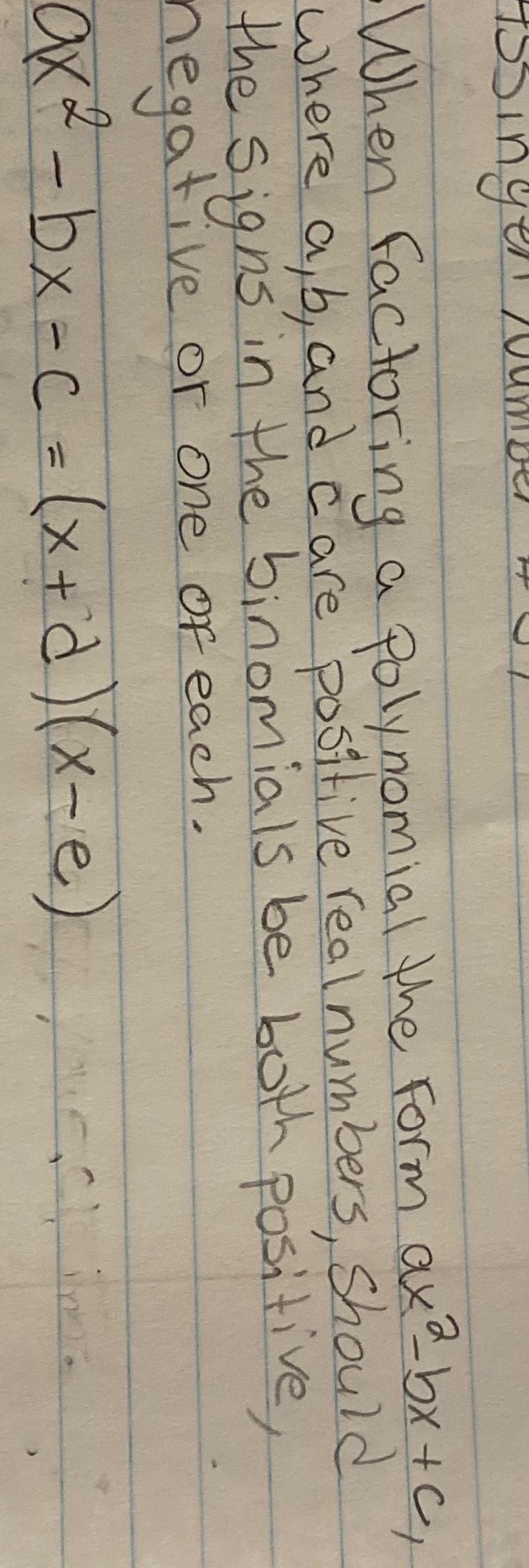 Solved When factoring a polynomial the form ax2-bx+c, ﻿where | Chegg.com