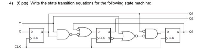 Solved (6 pts) Write the state transition equations for the | Chegg.com