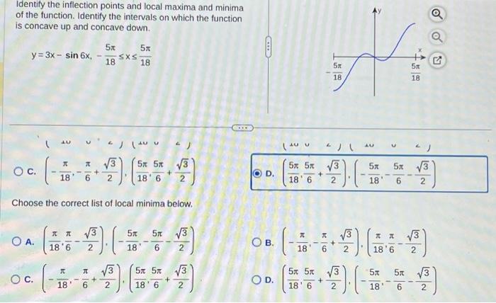 Solved Identify the inflection points and local maxima and | Chegg.com