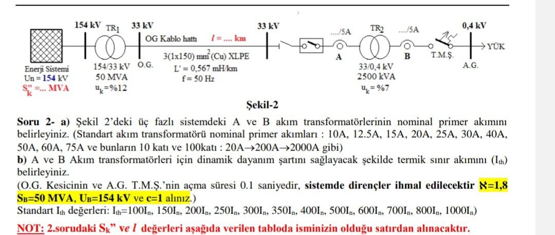 a) Nominal primary current of current transformers A | Chegg.com