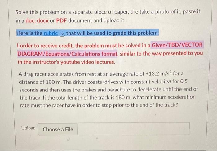 Solved Solve this problem on a separate piece of paper, the | Chegg.com