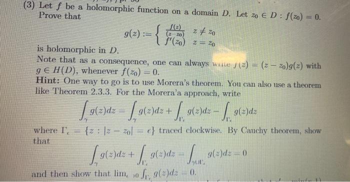 Solved Prove this using Moreras theorem please. Detailed | Chegg.com