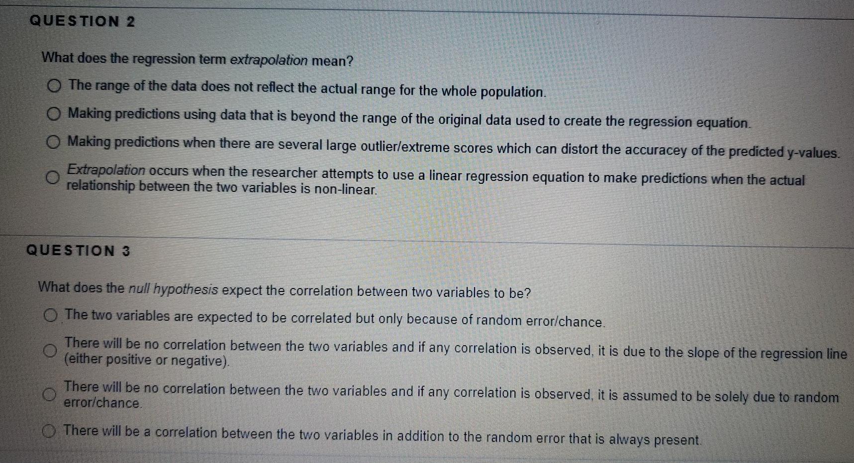 Solved QUESTION 2 What does the regression term | Chegg.com