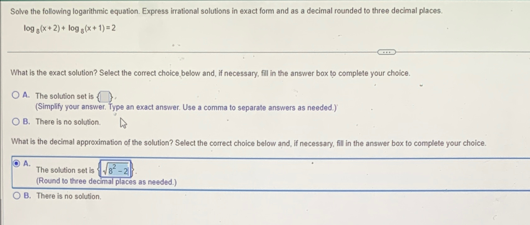 Solved Solve the following logarithmic equation. Express | Chegg.com