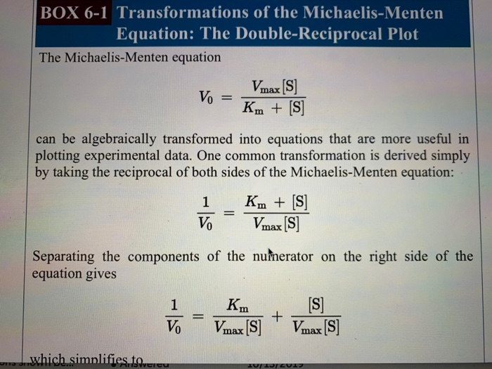 Solved Applying the Michaelis-Menten Equation IV An enzyme | Chegg.com