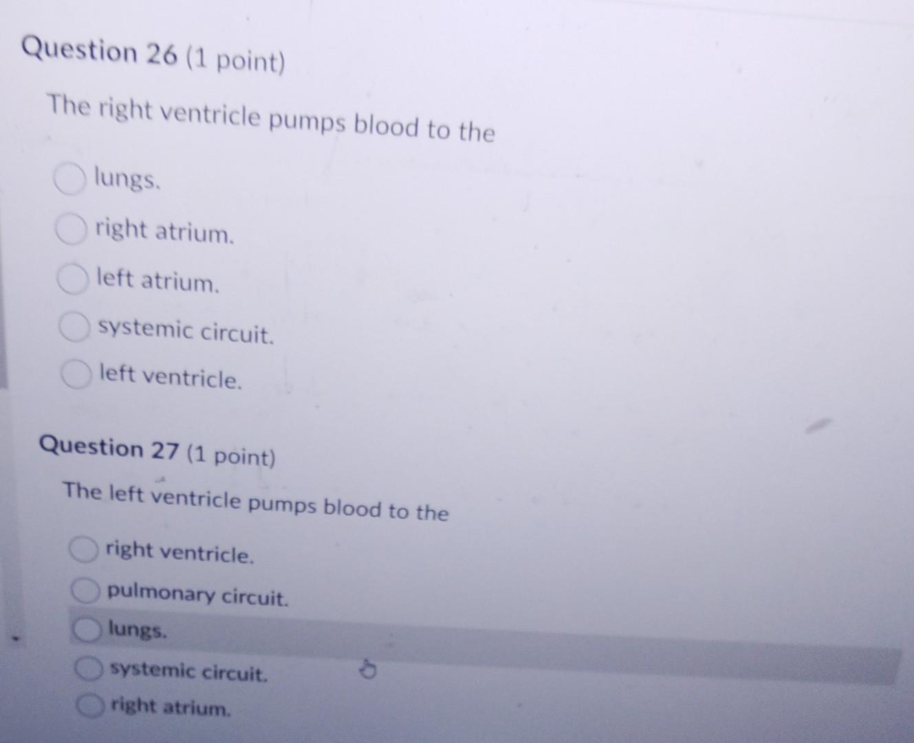 Solved The right ventricle pumps blood to the lungs. right | Chegg.com