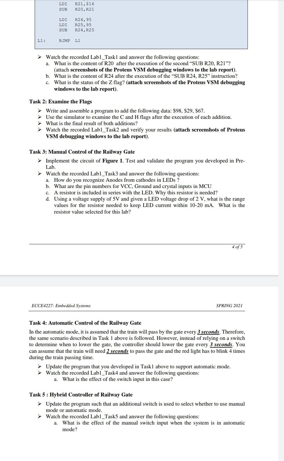 ECCE4227: Embedded Systems SPRING 2021 Lab 1: AVR | Chegg.com