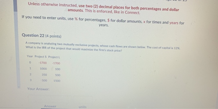 Solved Unless otherwise instructed, use two (2) decimal | Chegg.com