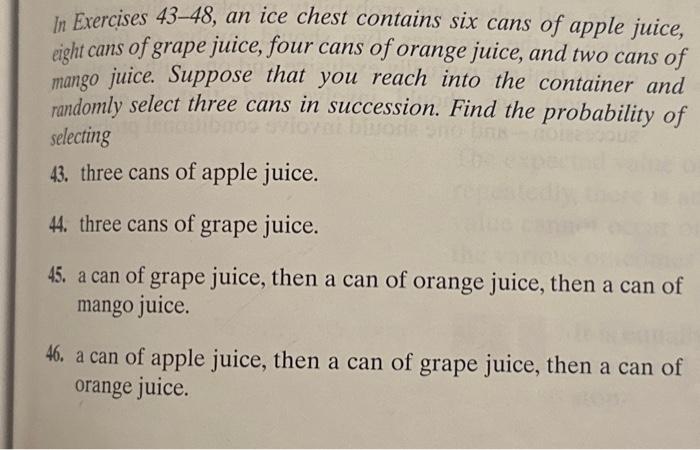 Solved In Exercises 43-48, an ice chest contains six cans of | Chegg.com