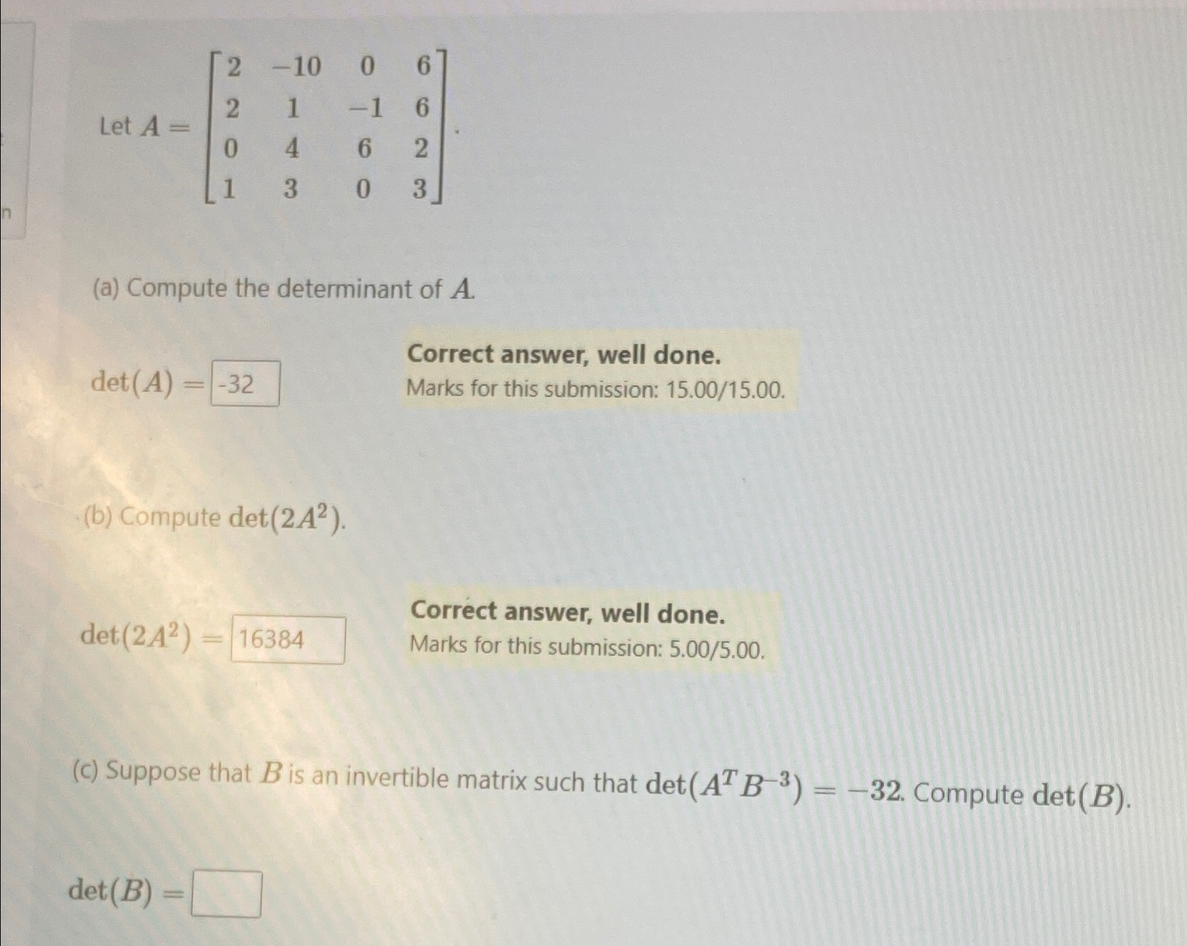 Solved Let A=[2-100621-1604621303](a) ﻿Compute the | Chegg.com