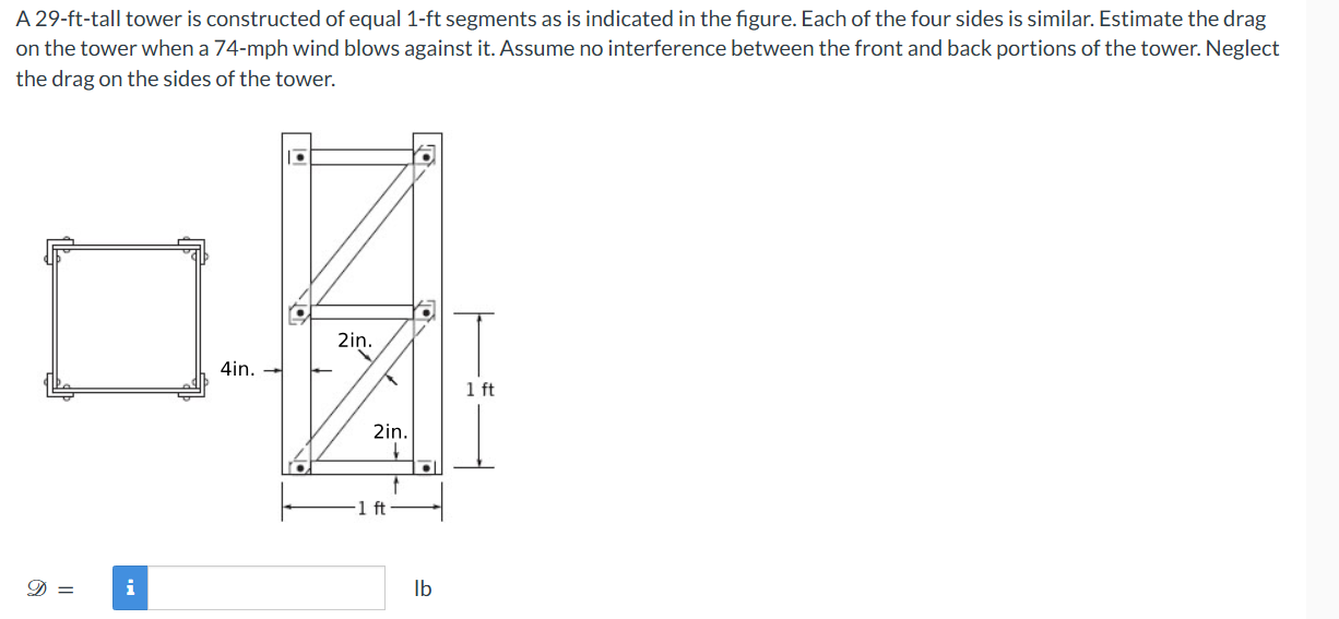 Solved A 29-ft-tall tower is constructed of equal 1-ft | Chegg.com