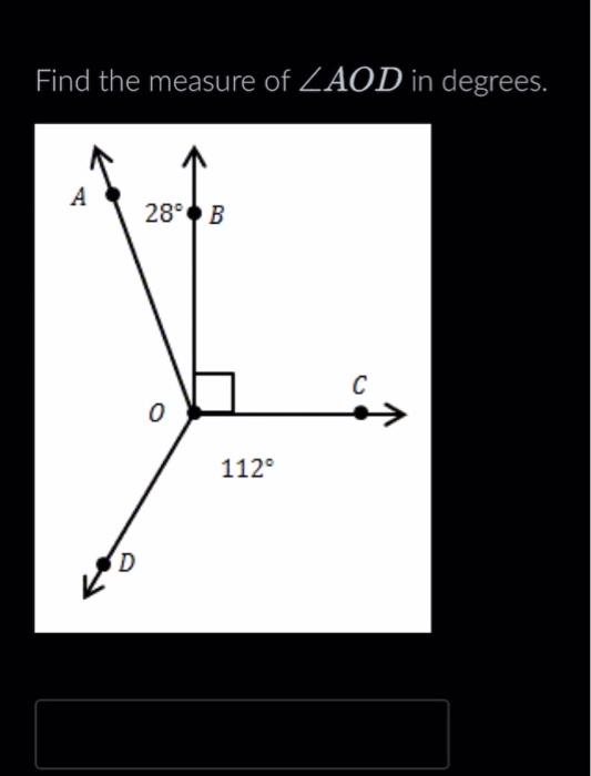Solved Find the measure of ∠AOD in degrees. | Chegg.com