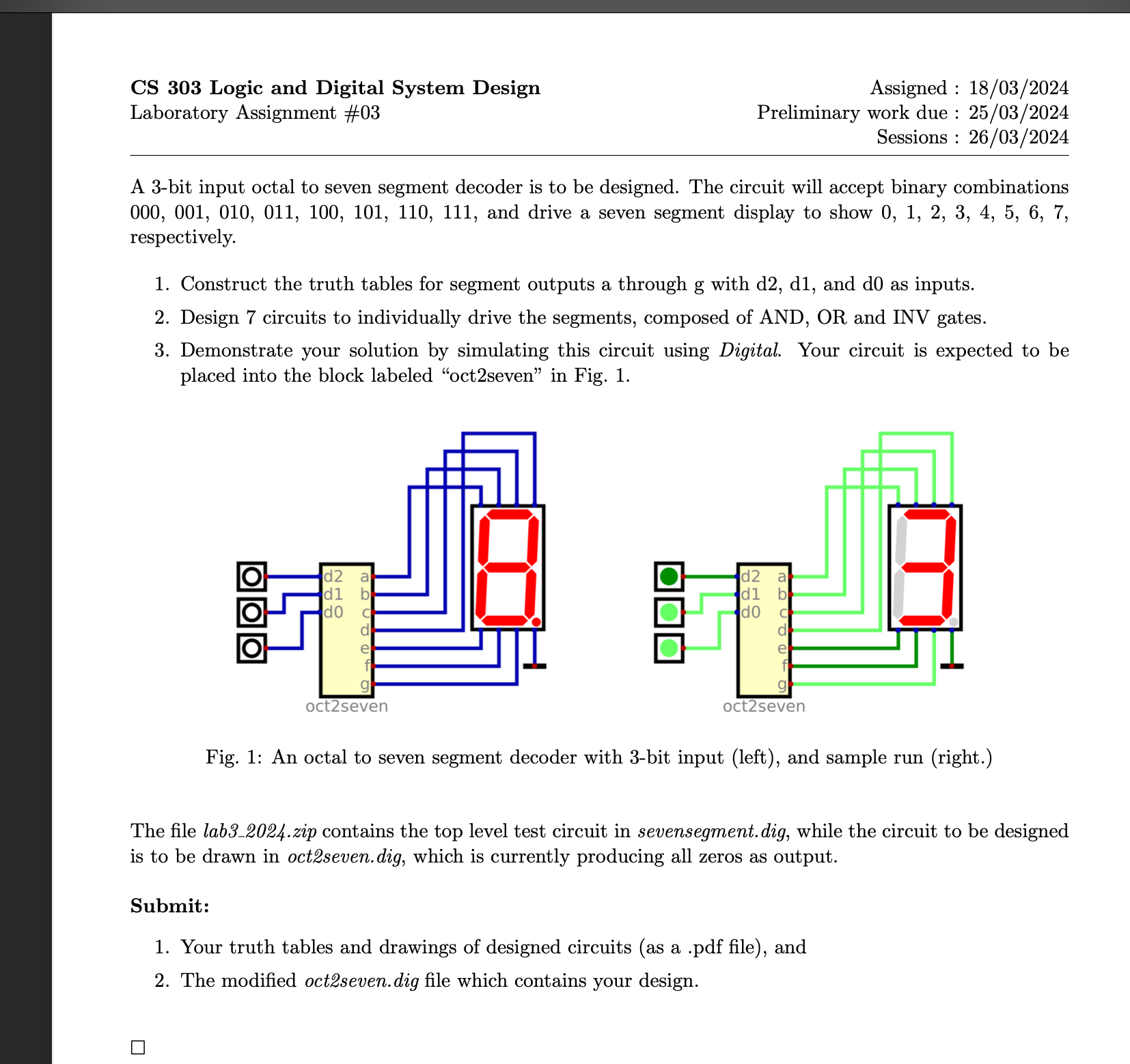 Solved CS 303 ﻿Logic and Digital System DesignLaboratory | Chegg.com