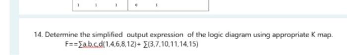 Solved 14. Determine the simplified output expression of the | Chegg.com