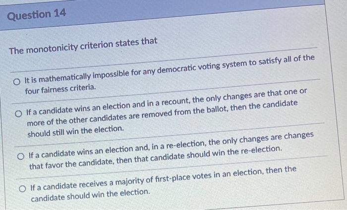 Solved Question 14 The monotonicity criterion states that O | Chegg.com