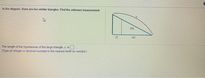 Solved In the diagram, there are two similar triangles. Find | Chegg.com