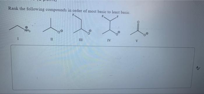 Solved Rank the following compounds in order of most basic | Chegg.com