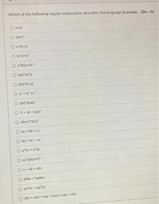Solved Which of the following regular expressions describes | Chegg.com
