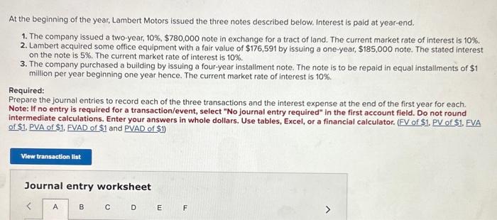 At the beginning of the year, Lambert Motors issued | Chegg.com