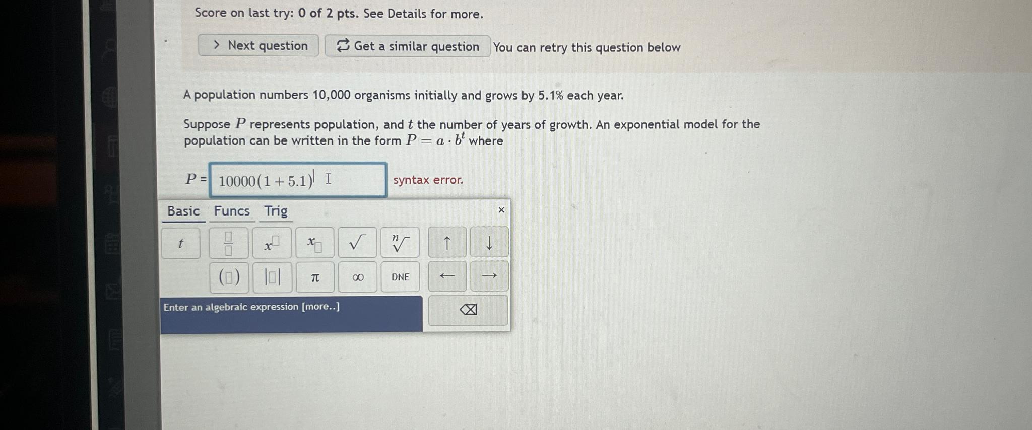Solved Score on last try: 0 ﻿of 2pts. ﻿See Details for | Chegg.com