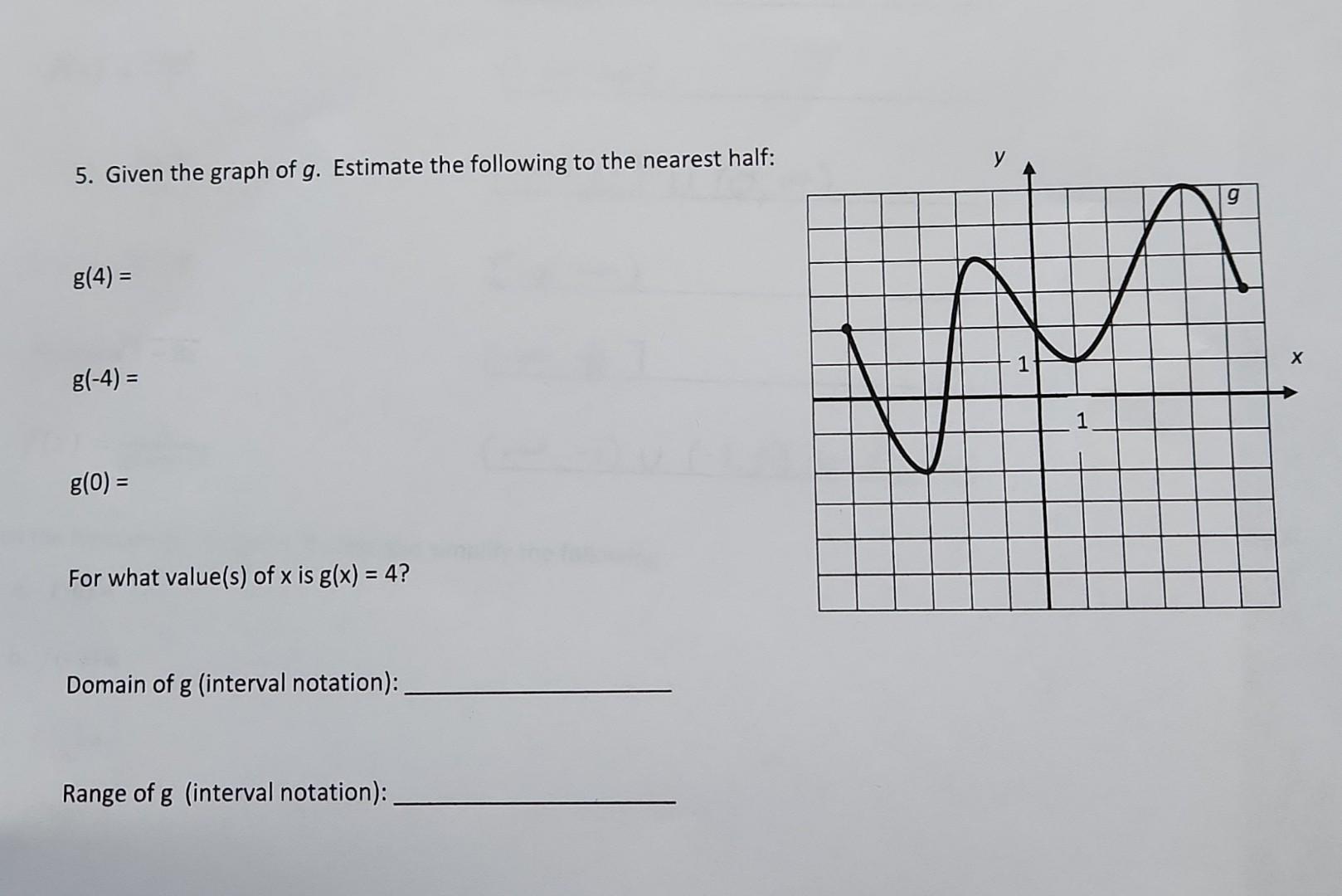 Solved 5 Given The Graph Of G Estimate The Following To 